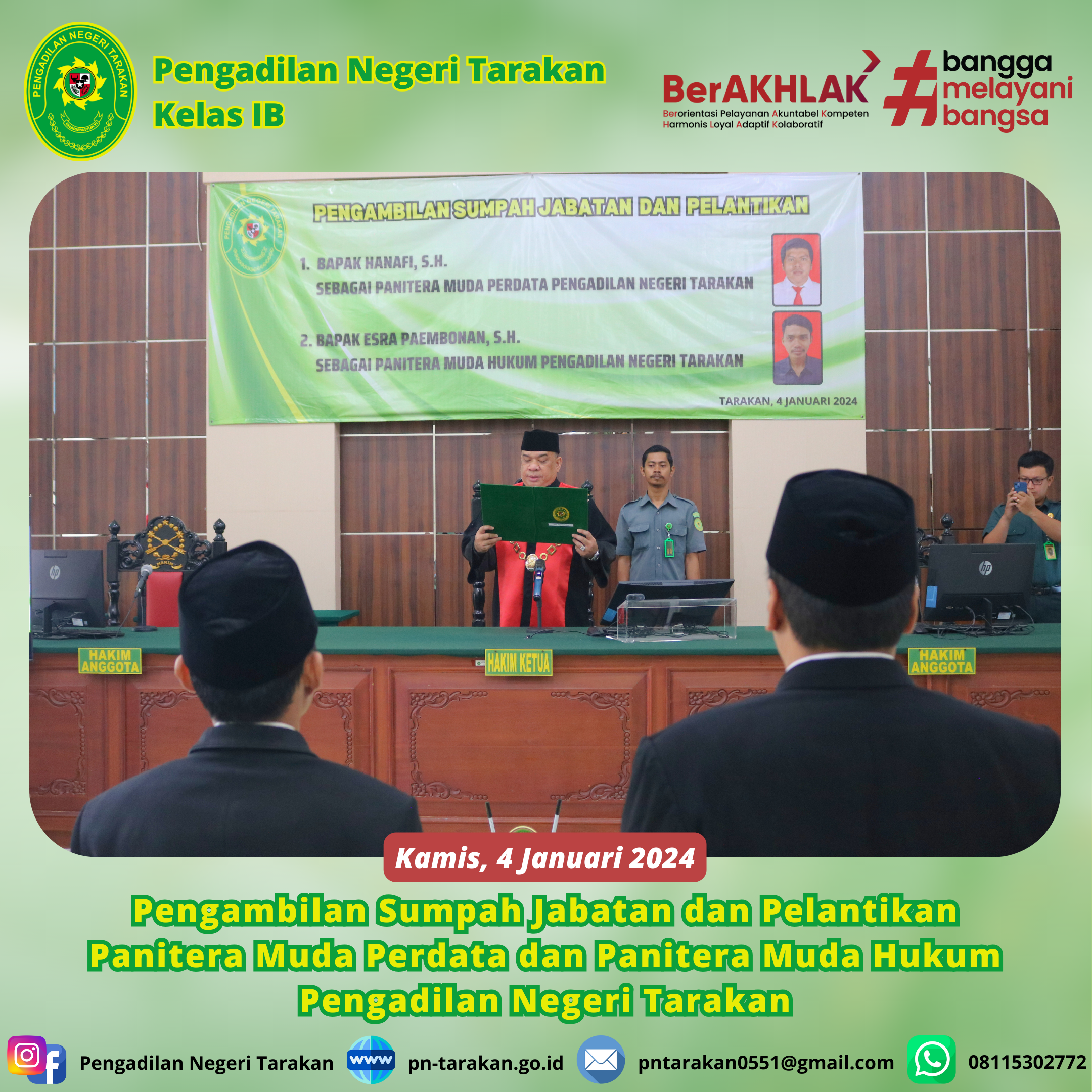Pengambilan Sumpah Jabatan dan Pelantikan Panitera Muda Perdata dan ...